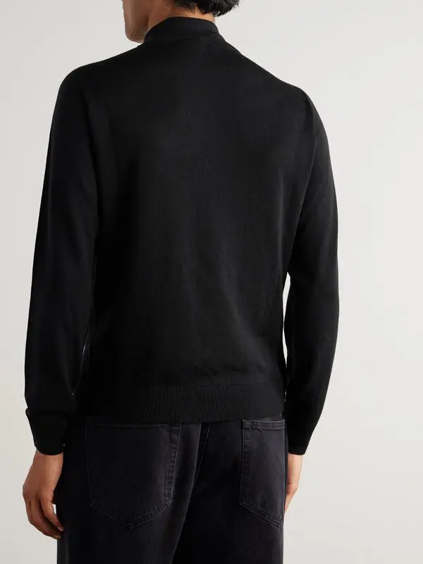 Canali Slim-fit Wool Half-zip Sweater - Black