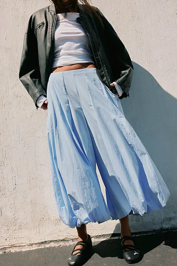 Free People Bubble Pop Cropped Balloon Pants - Dawn Breeze