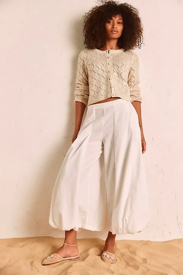Free People Bubble Pop Cropped Balloon Pants - Ivory