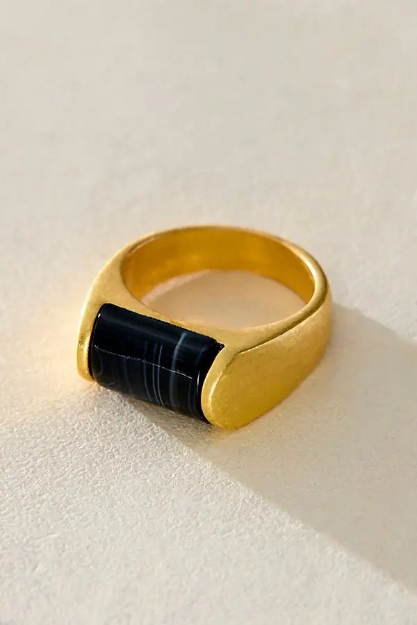 Free People Mckenzie Stone Ring - Gold/onyx