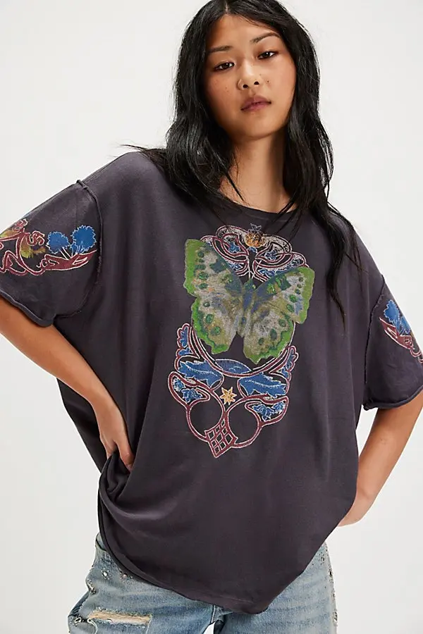 Free People We The Free Cosmic Bloom Graphic Tee - Twilight Dusk