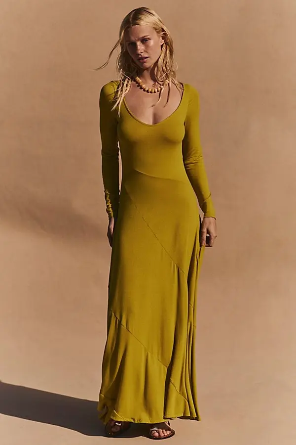 Free People Tatiana Maxi Dress - Green Citron