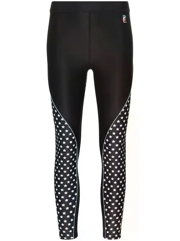 P.E Nation Dominion Star Print Performance Leggings - Black