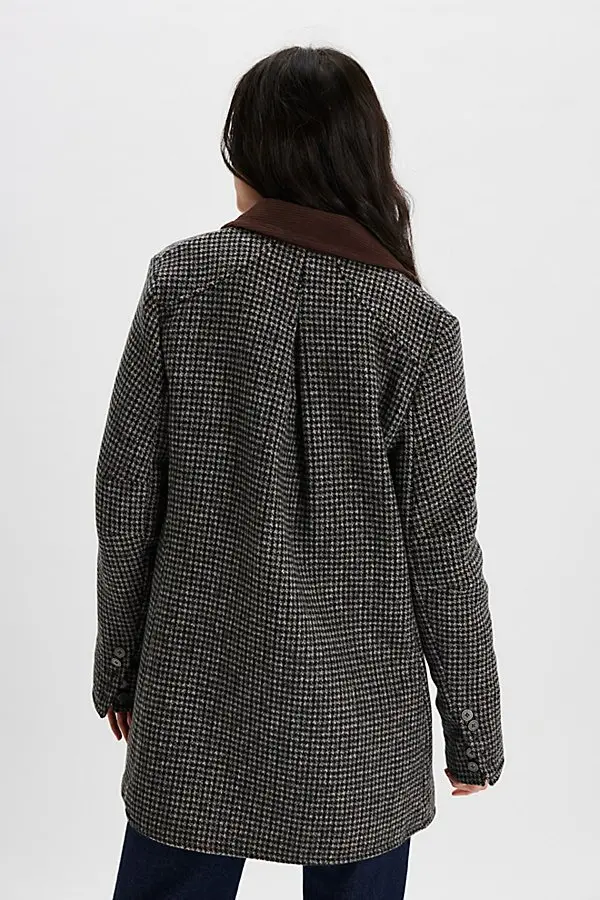 Free People Riley Car Coat - Grey Combo