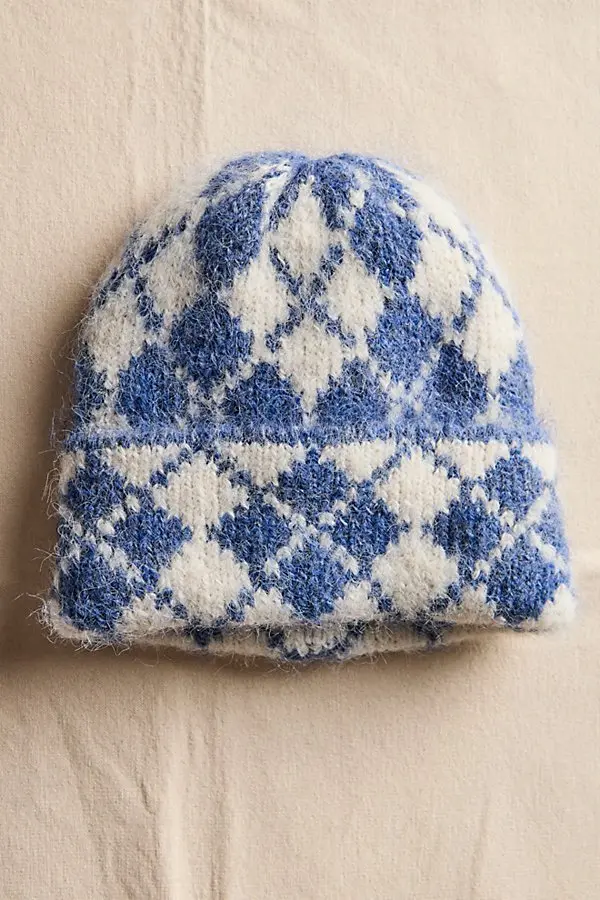 Free People Argyle Beanie - Blue