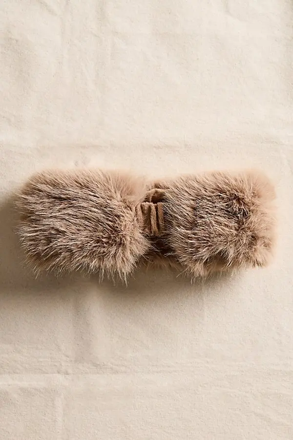 Free People Faux-fur Honey Pie Headband - Taupe