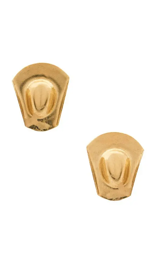 GALLEY LOS ANGELES Cowgirl Hat Stud Earrings - Gold