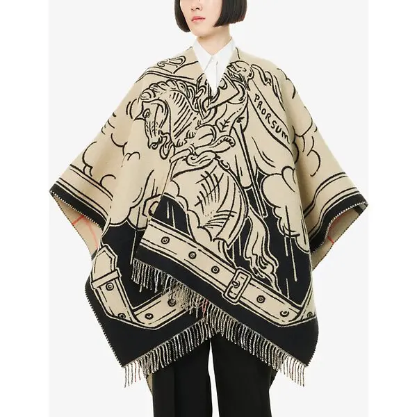 Burberry Stormy Knight Fringed Wool Cape