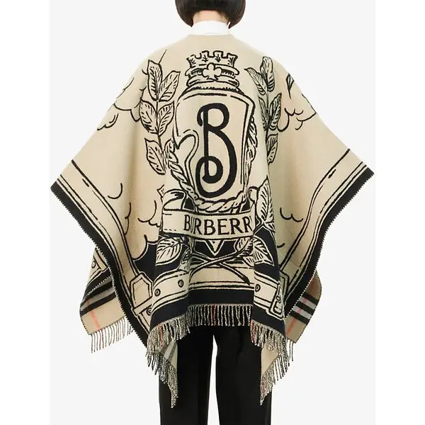 Burberry Stormy Knight Fringed Wool Cape