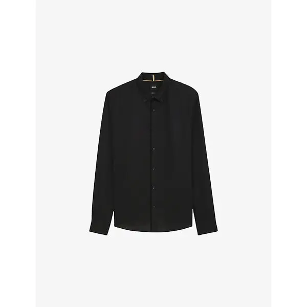 BOSS Regular-fit Long-sleeve Linen Shirt - Black