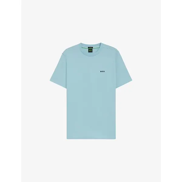 BOSS Logo-embroidered Short-sleeve Stretch-cotton T-shirt Xxxl - Light/pastel Blue