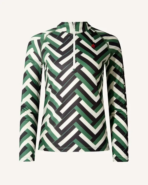 Perfect Moment 1/4 Zip Base Layer Top - Waffle-green