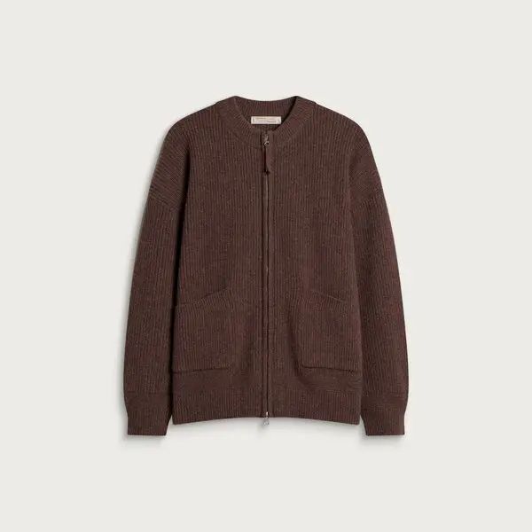 FRIZMWORKS Wool Deck Zip Cardigan - Choco Brown