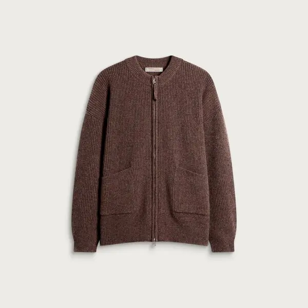 FRIZMWORKS Wool Deck Zip Cardigan - Choco Brown