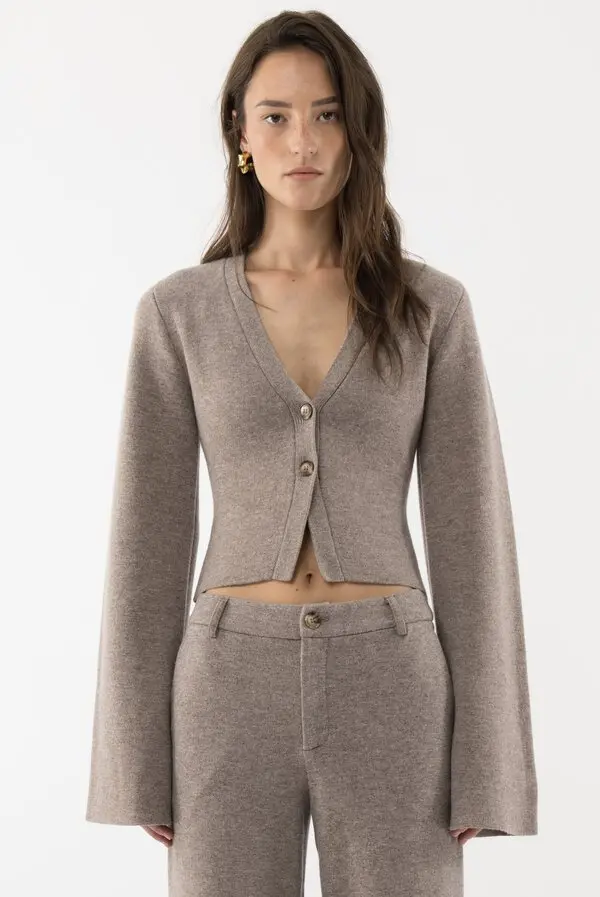 Arakii Merino Wool Cardigan - Greige