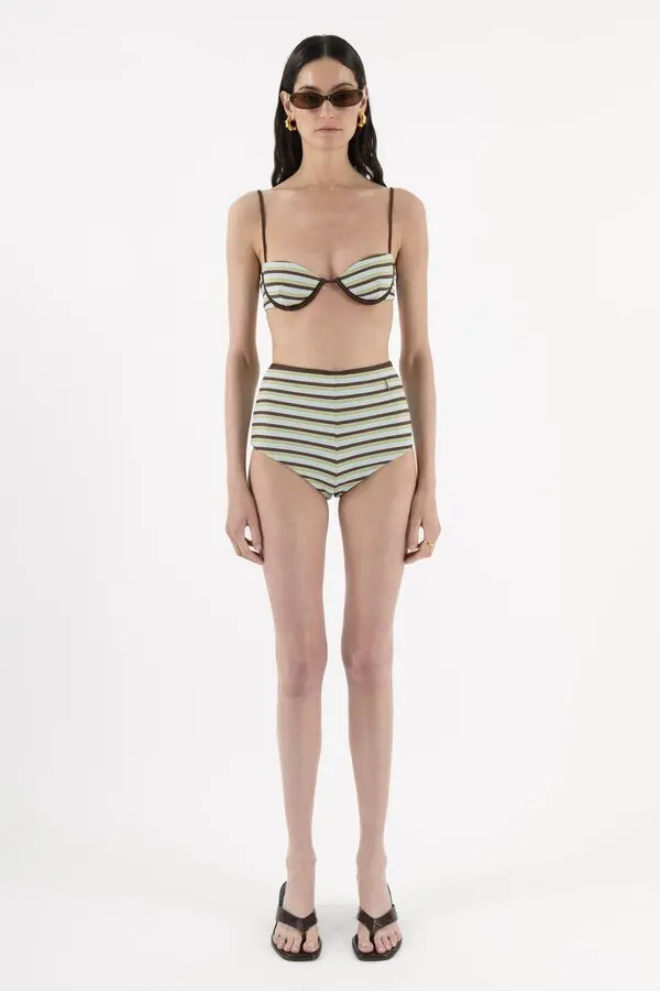 Arakii Wired Bikini Top - Green Stripe