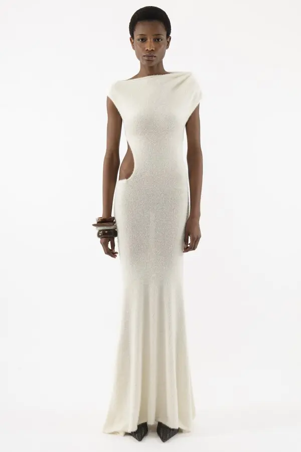 Arakii Sleek Open Back Knit Dress - Off-white
