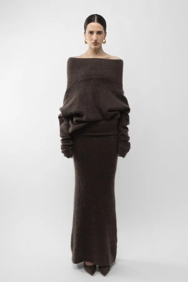 Arakii Maxi Cloud Skirt - Dark Brown