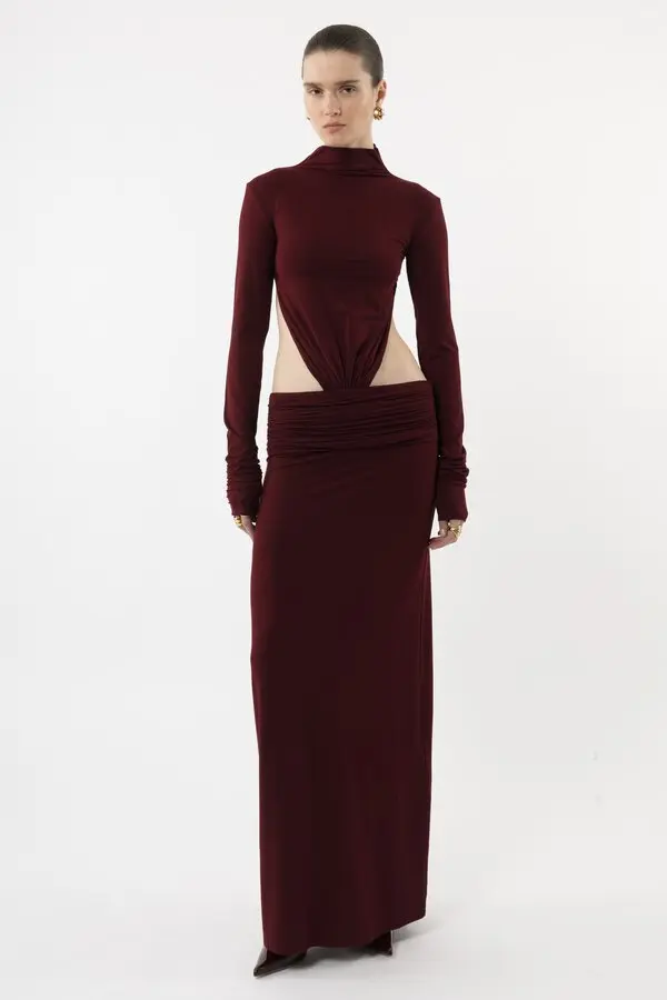 Arakii Jersey Maxi Dress - Burgundy