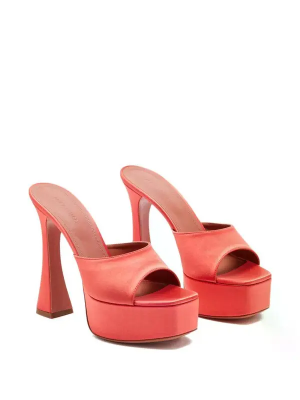 Amina Muaddi 140mm Satin Platform Sandals
