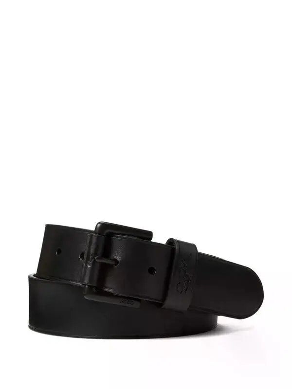 Polo Ralph Lauren Embossed-logo Leather Belt - Black