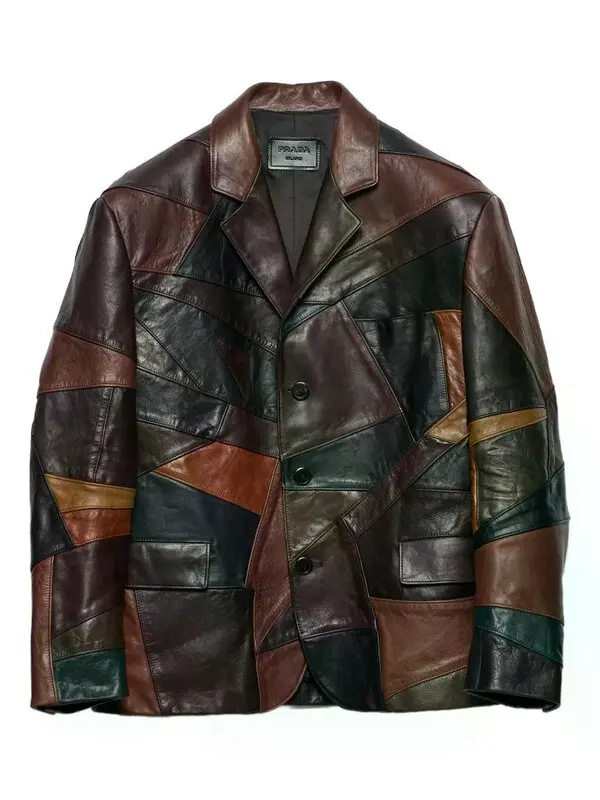 Prada Patchwork Leather Jacket - Brown