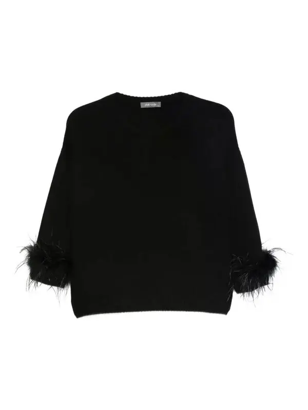 PHILO-SOFIE Feather-trimmed Crew-neck Sweater