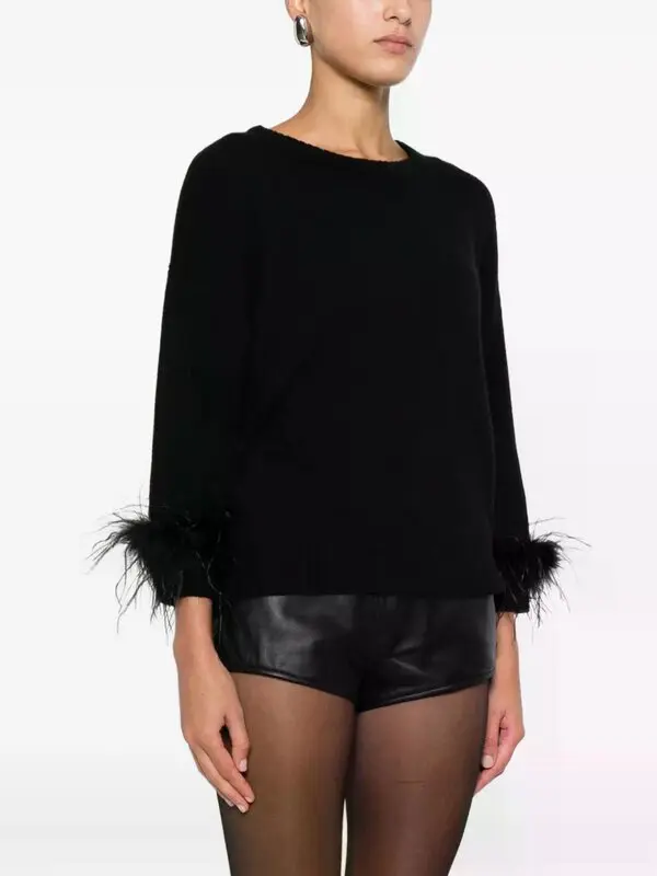 PHILO-SOFIE Feather-trimmed Crew-neck Sweater