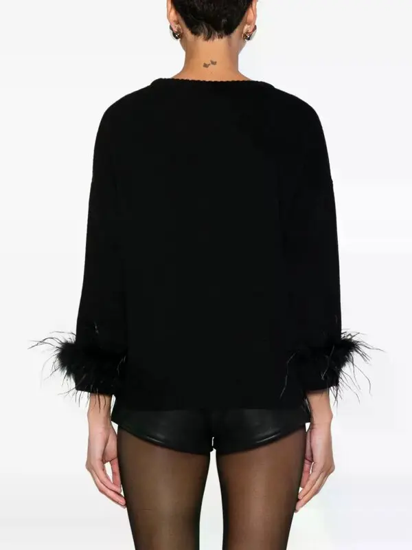 PHILO-SOFIE Feather-trimmed Crew-neck Sweater