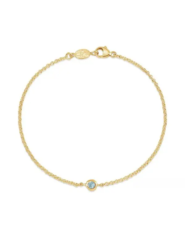 DOWER & HALL Single Aquamarine Dewdrop Chain Bracelet - Gold