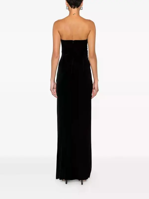 NISSA Crystal-embellished Velvet Maxi Dress