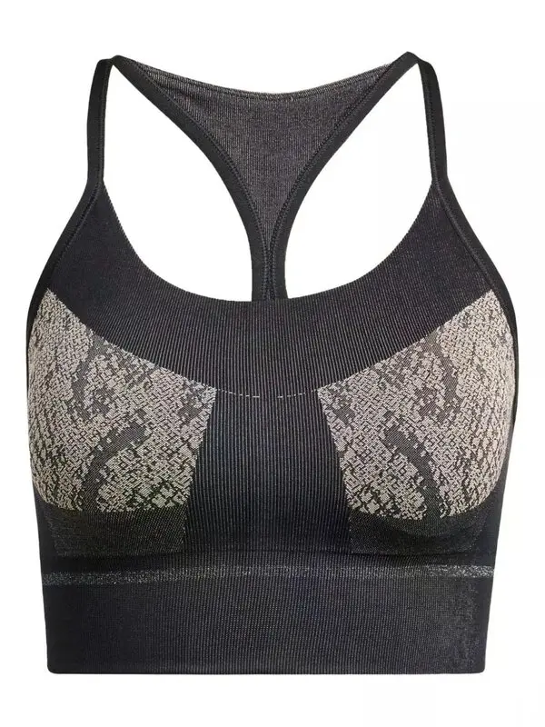 Adidas By Stella McCartney Snakeskin-print Sport Bra - Black