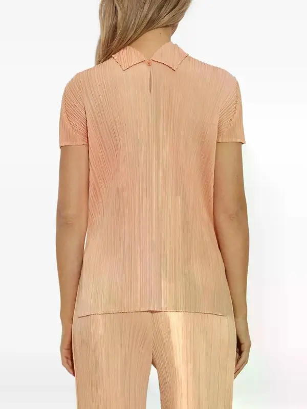 Issey Miyake Pleated High-neck Blouse - Orange