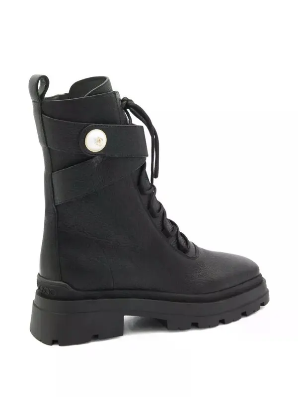 JIMMY CHOO 45mm Pearl-embellished Leather Combat Boots
