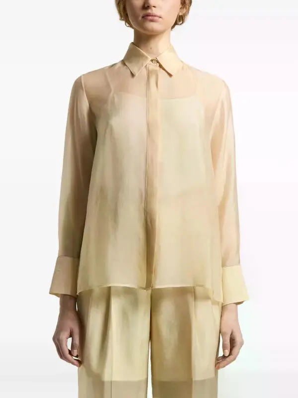 Peserico Sheer Panel Collared Shirt