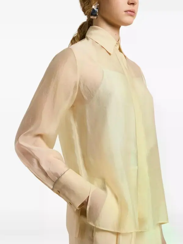 Peserico Sheer Panel Collared Shirt