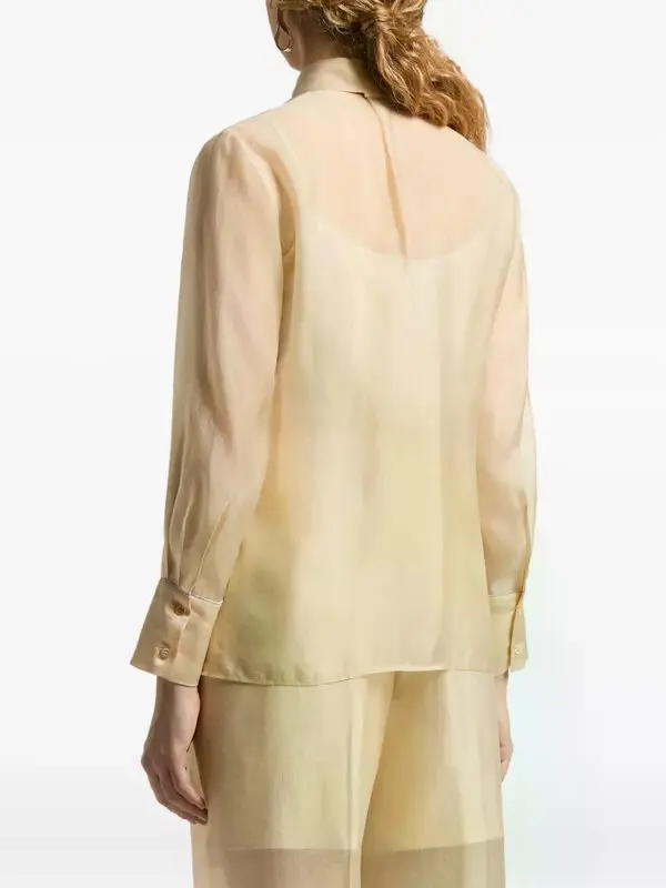 Peserico Sheer Panel Collared Shirt