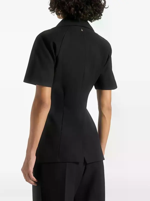 Manière De Voir Malika Short Sleeve Double-breasted Blazer - Black