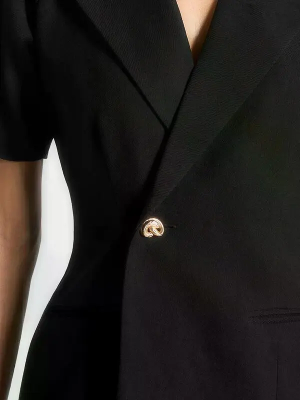 Manière De Voir Malika Short Sleeve Double-breasted Blazer - Black