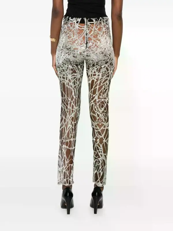 GEMY MAALOUF Lace-pattern Metallic Leggings