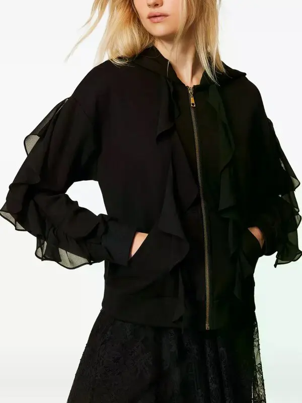 TWINSET Ruffle-trimmed Zip-up Hoodie