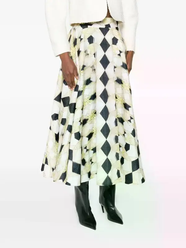 GEMY MAALOUF Geometric-print Pleated Skirt