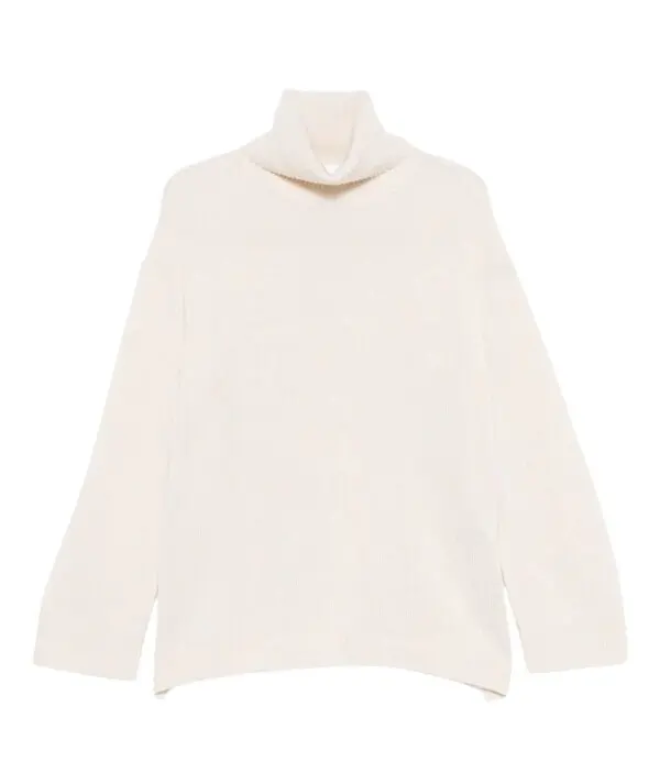 ALLUDE Turtleneck Ribbed Sweater