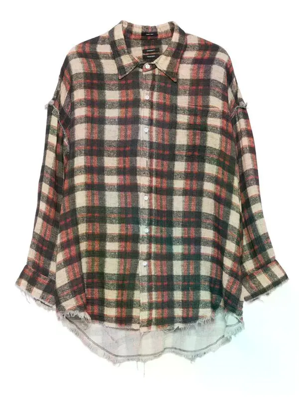 R13 Frayed Plaid Shirt