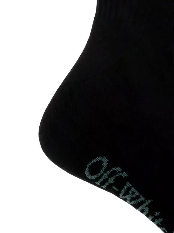 Off-White Logo-embroidered Ribbed Crew Socks - Black