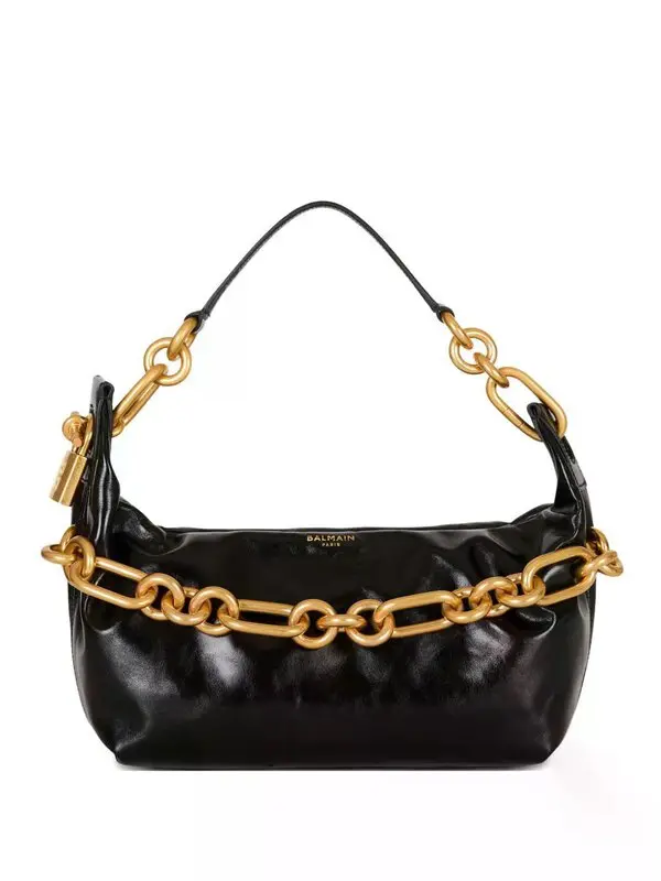 Balmain Padlock Chain Shoulder Bag - Black