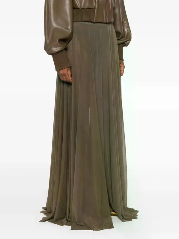 Norma Kamali Pleated Mesh Long Skirt
