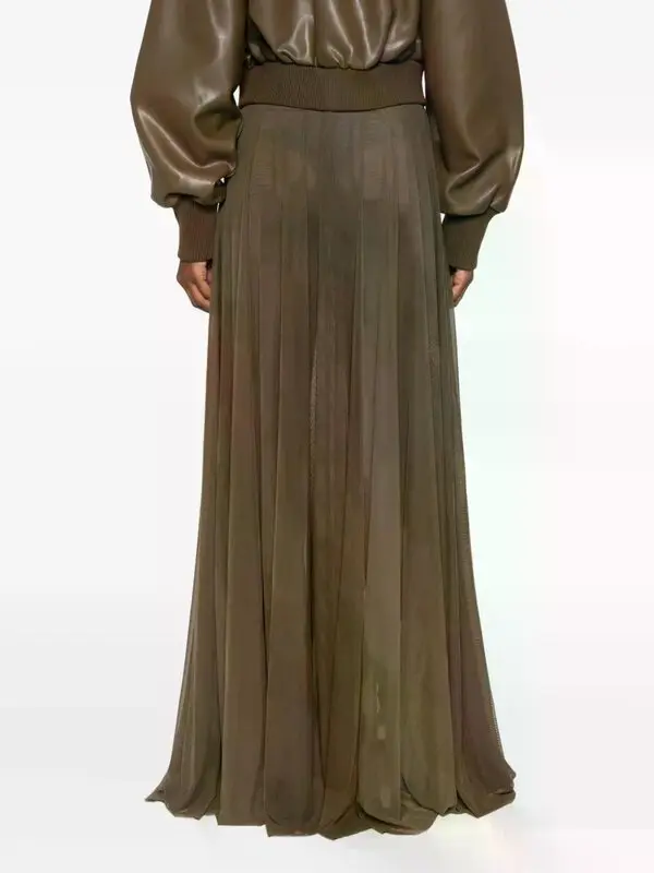 Norma Kamali Pleated Mesh Long Skirt