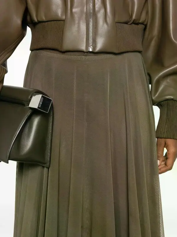 Norma Kamali Pleated Mesh Long Skirt