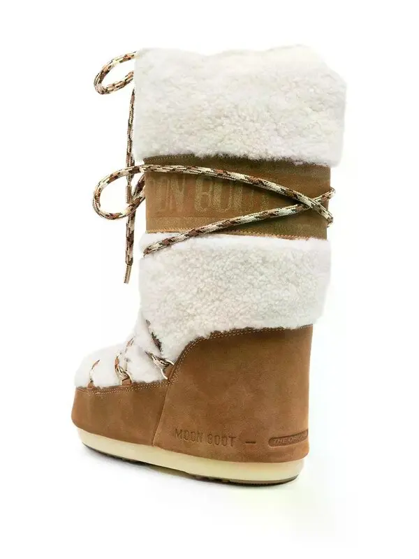 Moon Boot Shearling-panelled Lace-up Boots - Neutrals